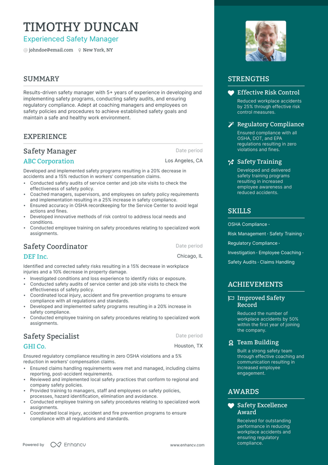 5 Safety Manager Resume Examples & Guide for 2023