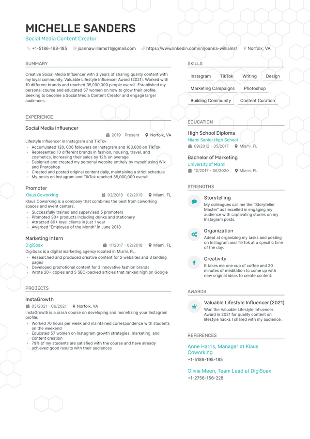 5 Social Media Influencer Resume Examples & Guide for 2023