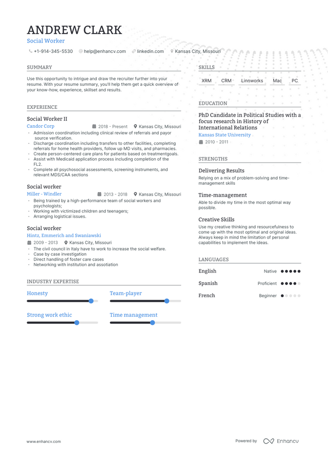 5 Social Worker Resume Examples & Guide for 2023