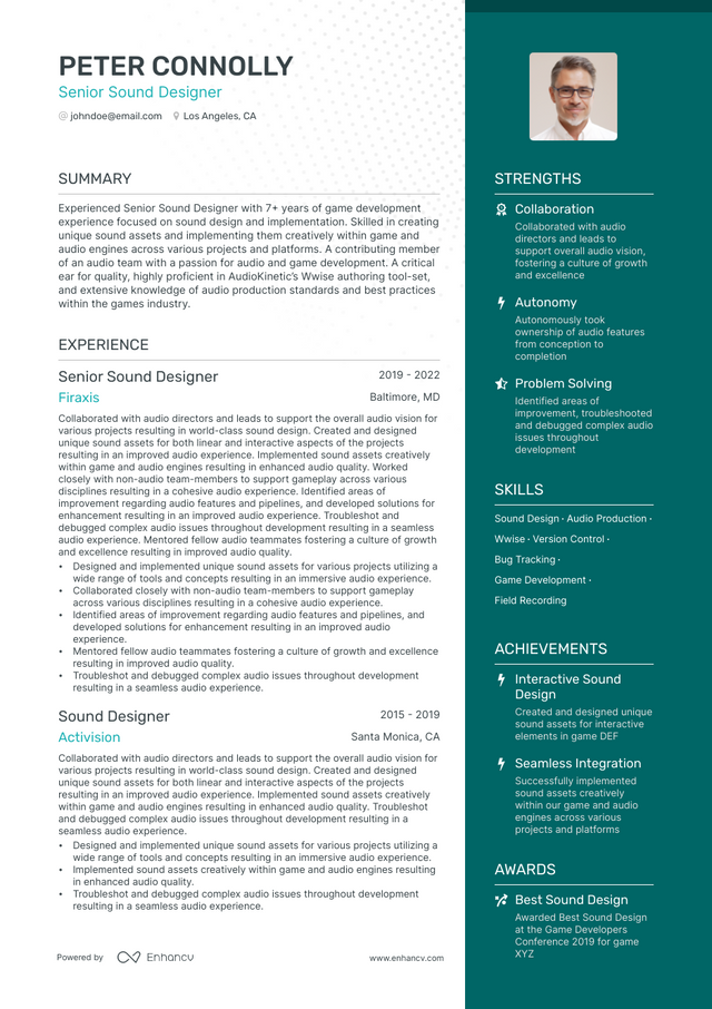 5 Sound Designer Resume Examples & Guide for 2023