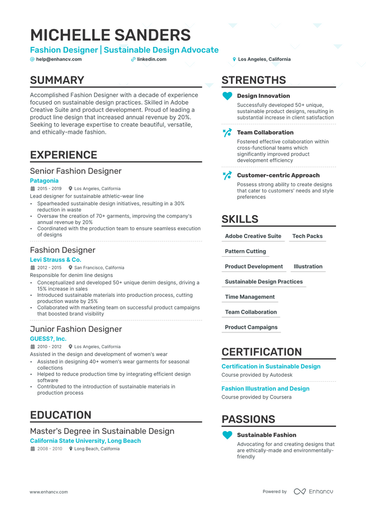 5 Design Intern Resume Examples & Guide for 2023