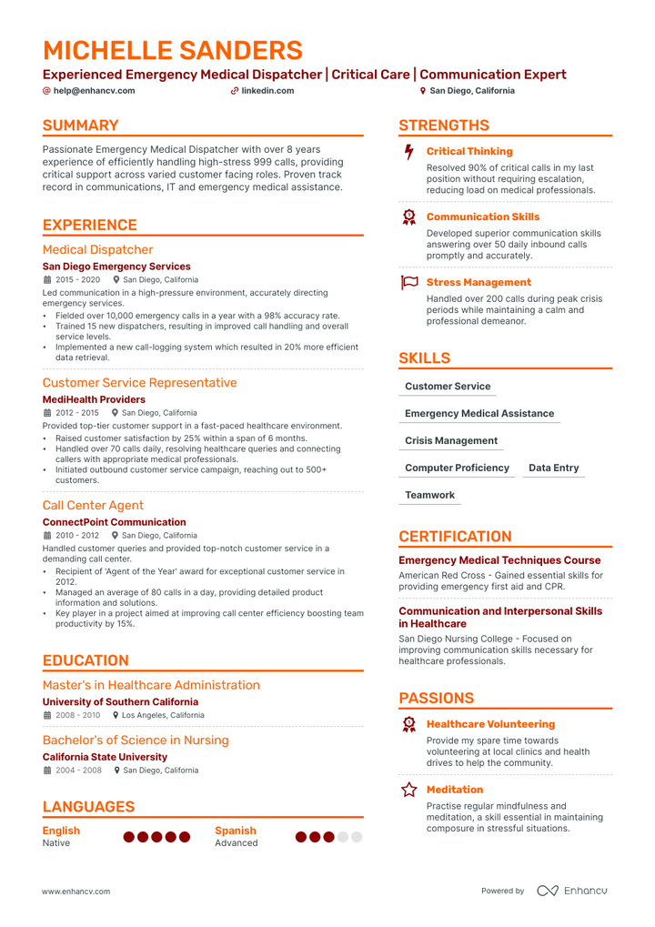 5 Emergency Dispatcher Resume Examples & Guide for 2023