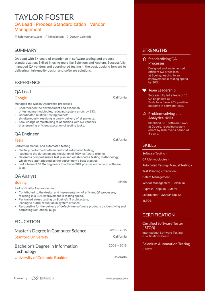 5 QA Lead Resume Examples & Guide for 2023