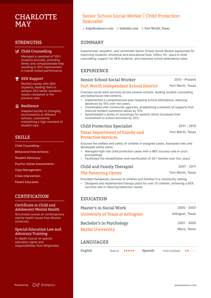 5 School Social Worker Resume Examples & Guide for 2023