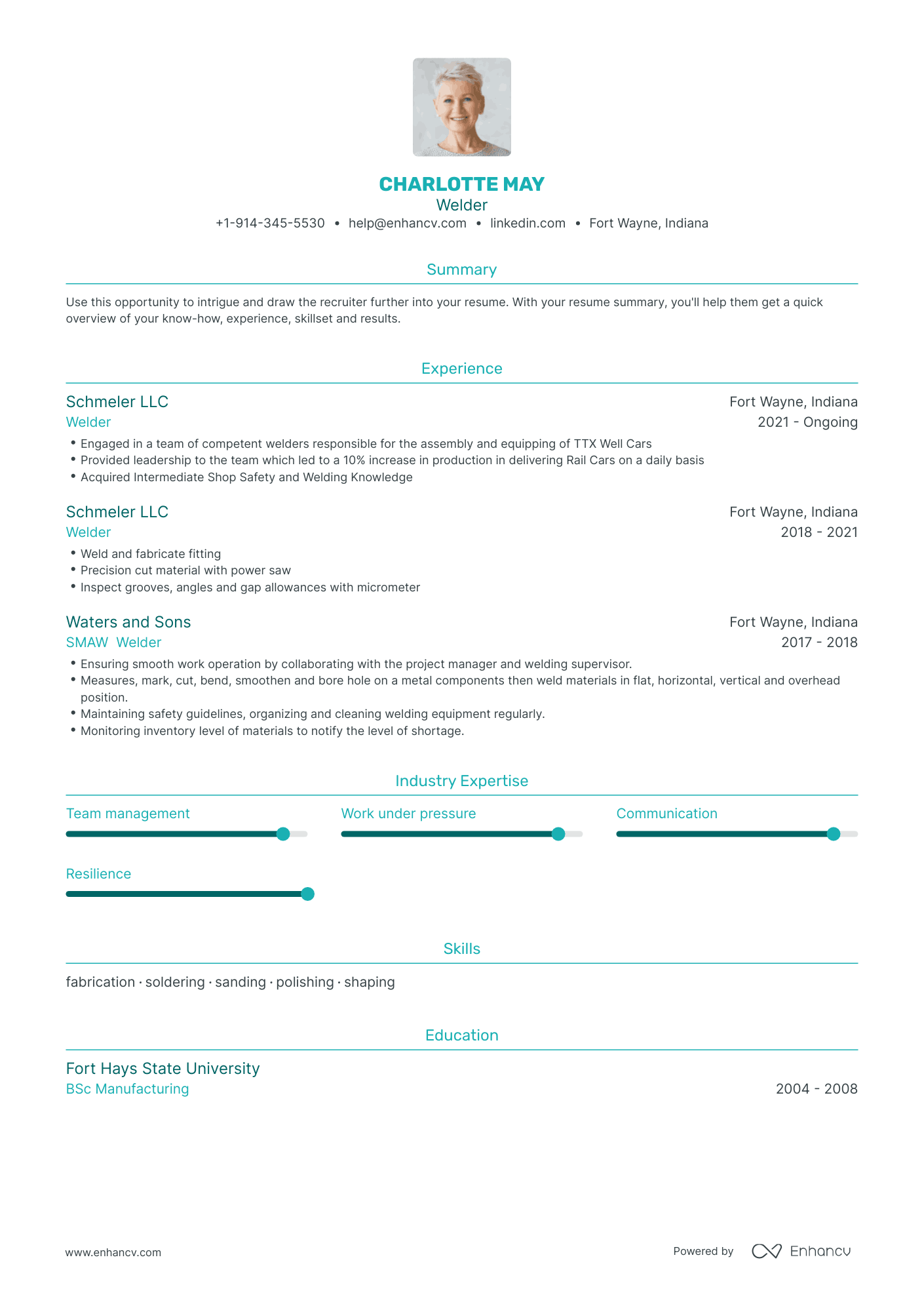Welder Resume Examples Guide & Pro Tips | Enhancv (Layout, Skills ...