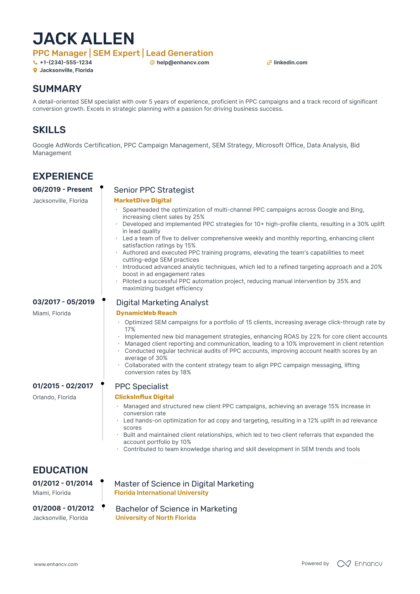 10 PPC Manager Resume Examples & Guide for 2025