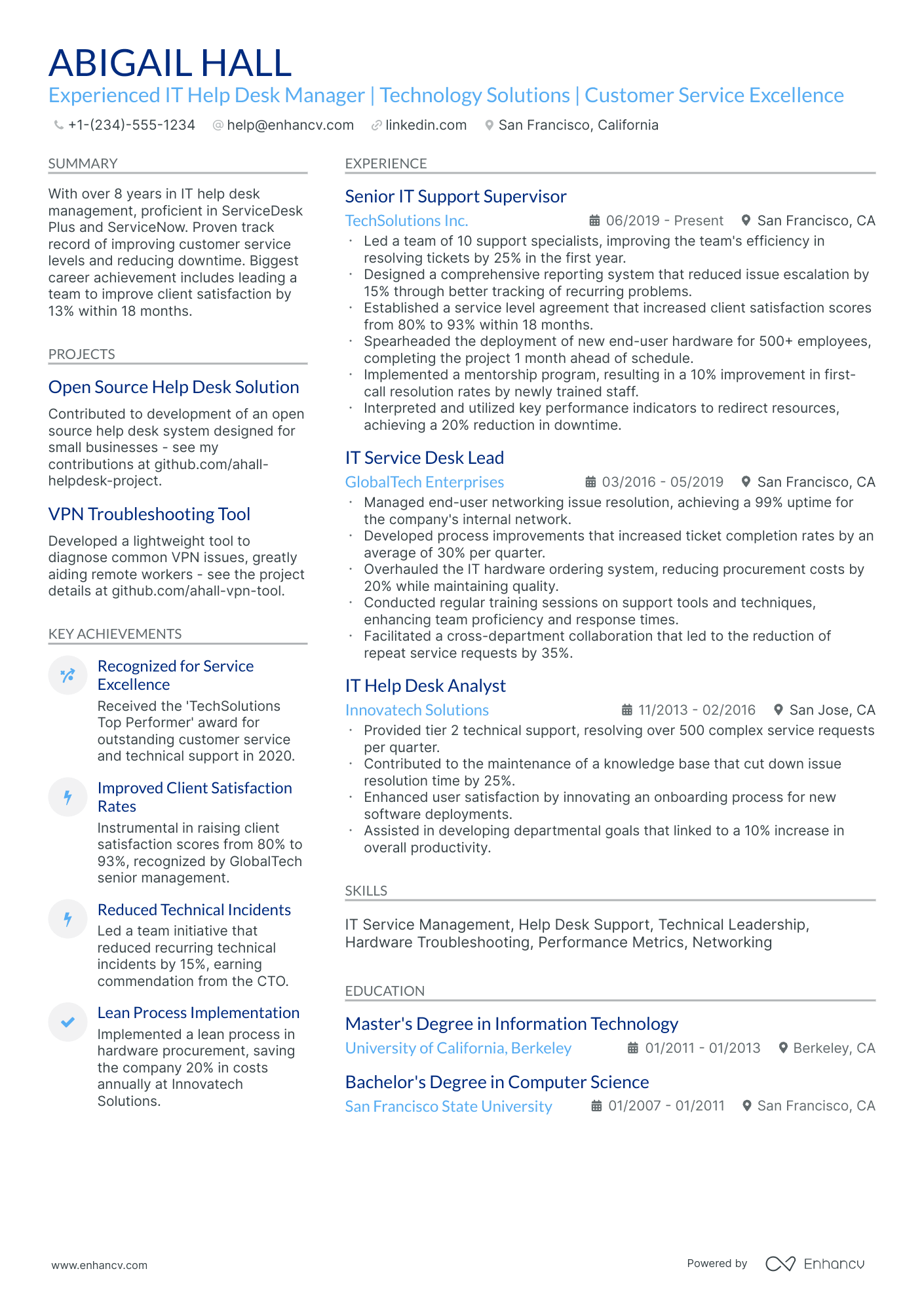 10 Help Desk Manager Resume Examples & Guide for 2025