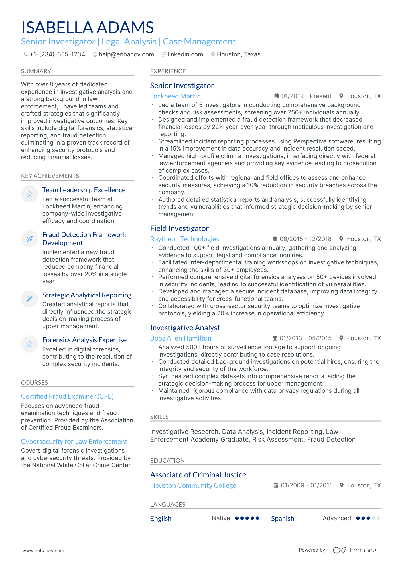 10 Investigator Resume Examples & Guide for 2026