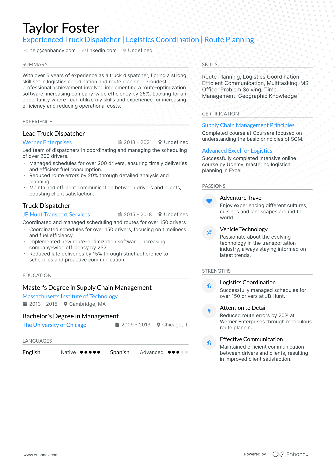10 Truck Dispatcher Resume Examples & Guide for 2026