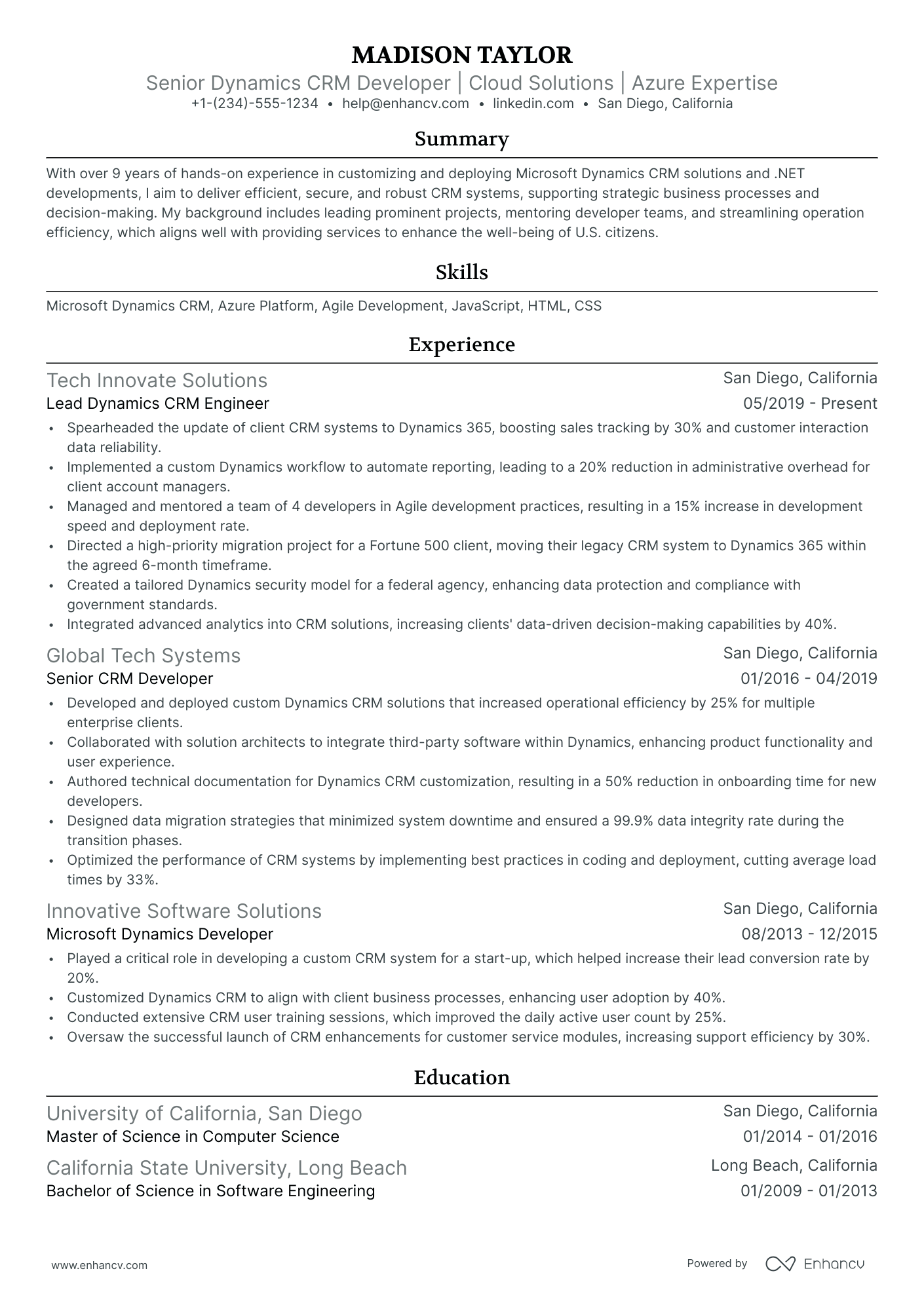 10 CRM Developer Resume Examples & Guide for 2025