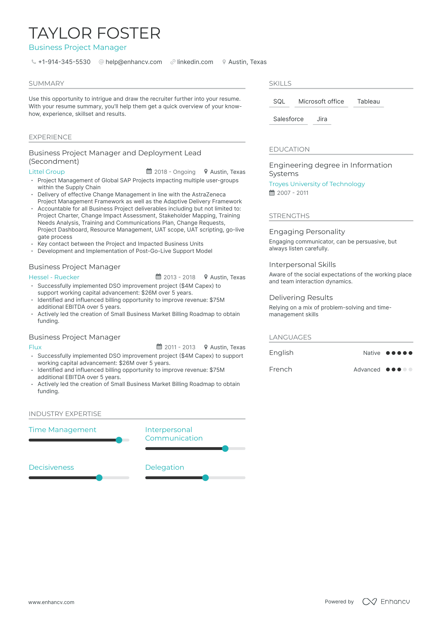 Business Project Manager Resume Examples & Guide for 2023 (Layout ...
