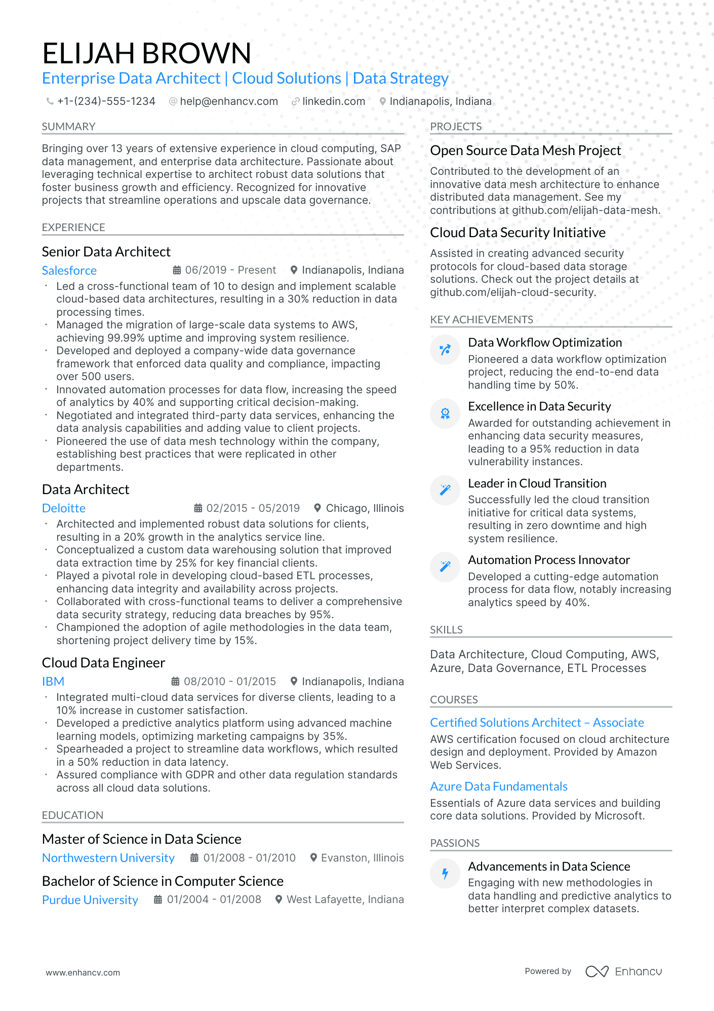 10 Enterprise Data Architect Resume Examples & Guide for 2026