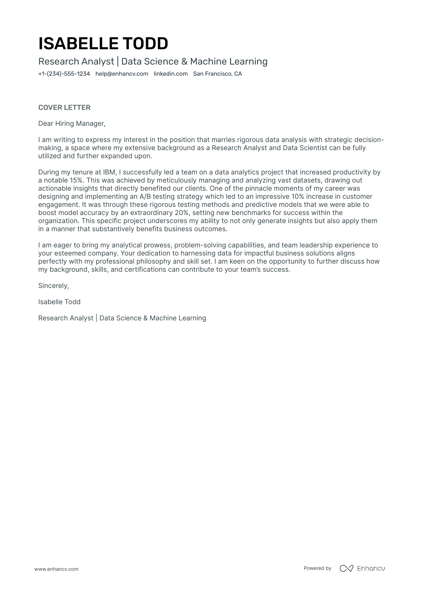 5 Professional Grad School Cover Letter Examples and Template for 2024 | Enhancv