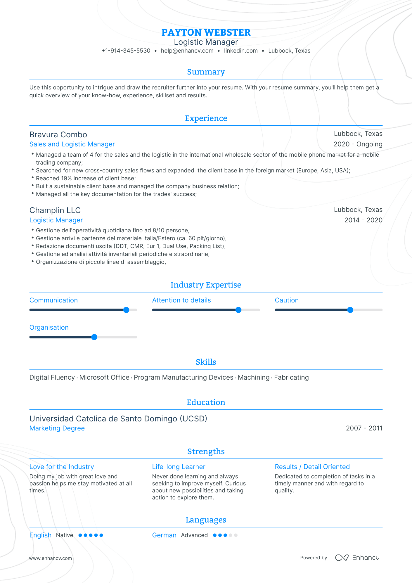 Logistic Manager Resume Examples & Guide for 2023 (Layout, Skills ...