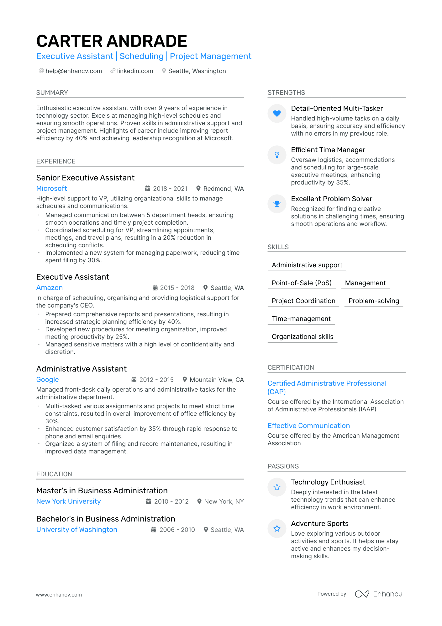 5 Executive Personal Assistant Resume Examples & Guide for 2024