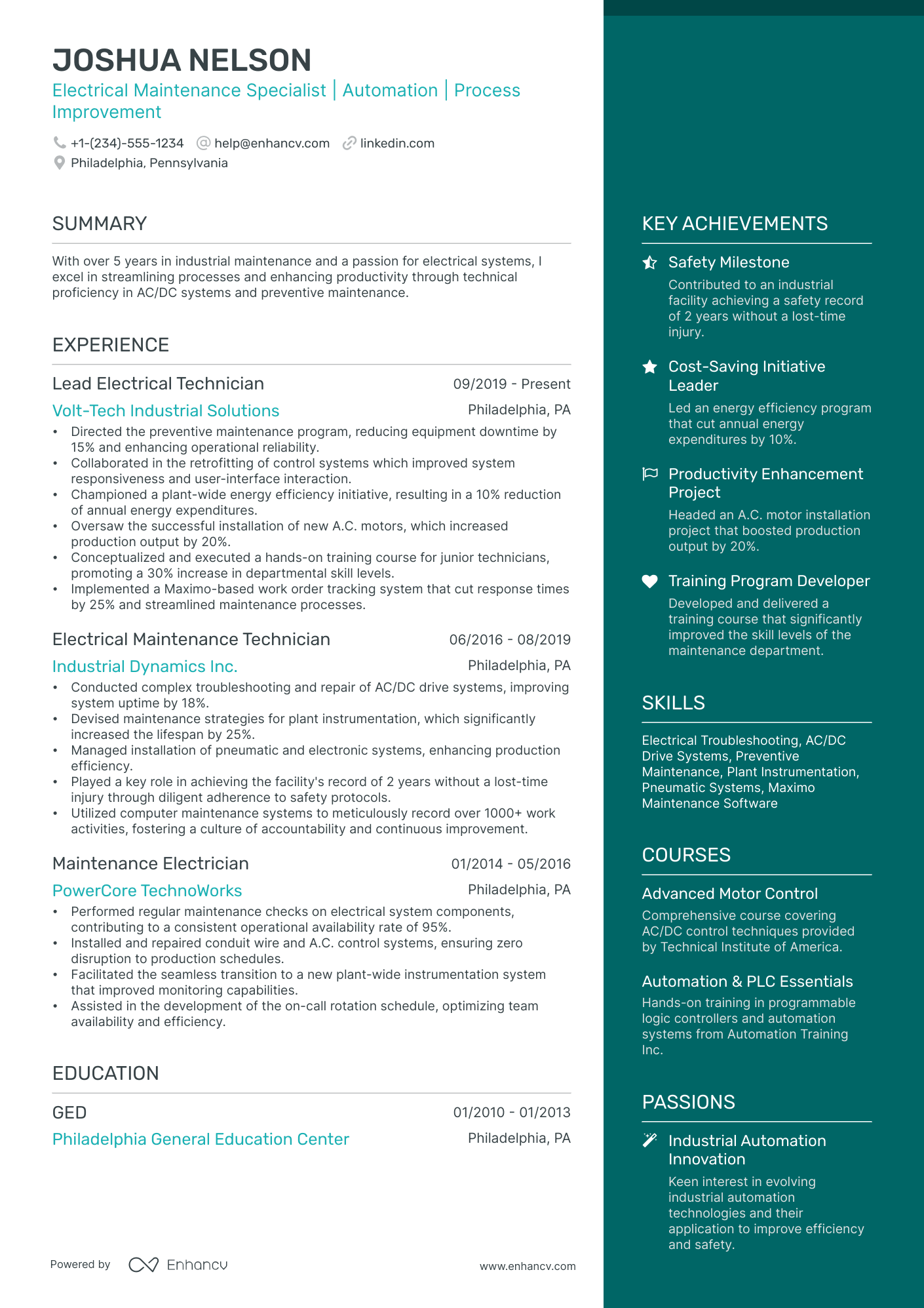 10 Electronic Technician Resume Examples & Guide for 2026