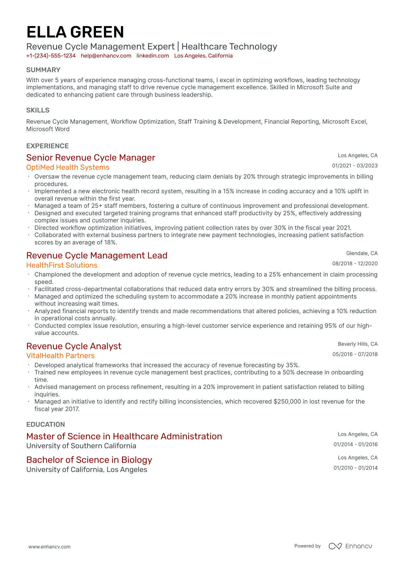 10 Revenue Cycle Manager Resume Examples & Guide for 2026