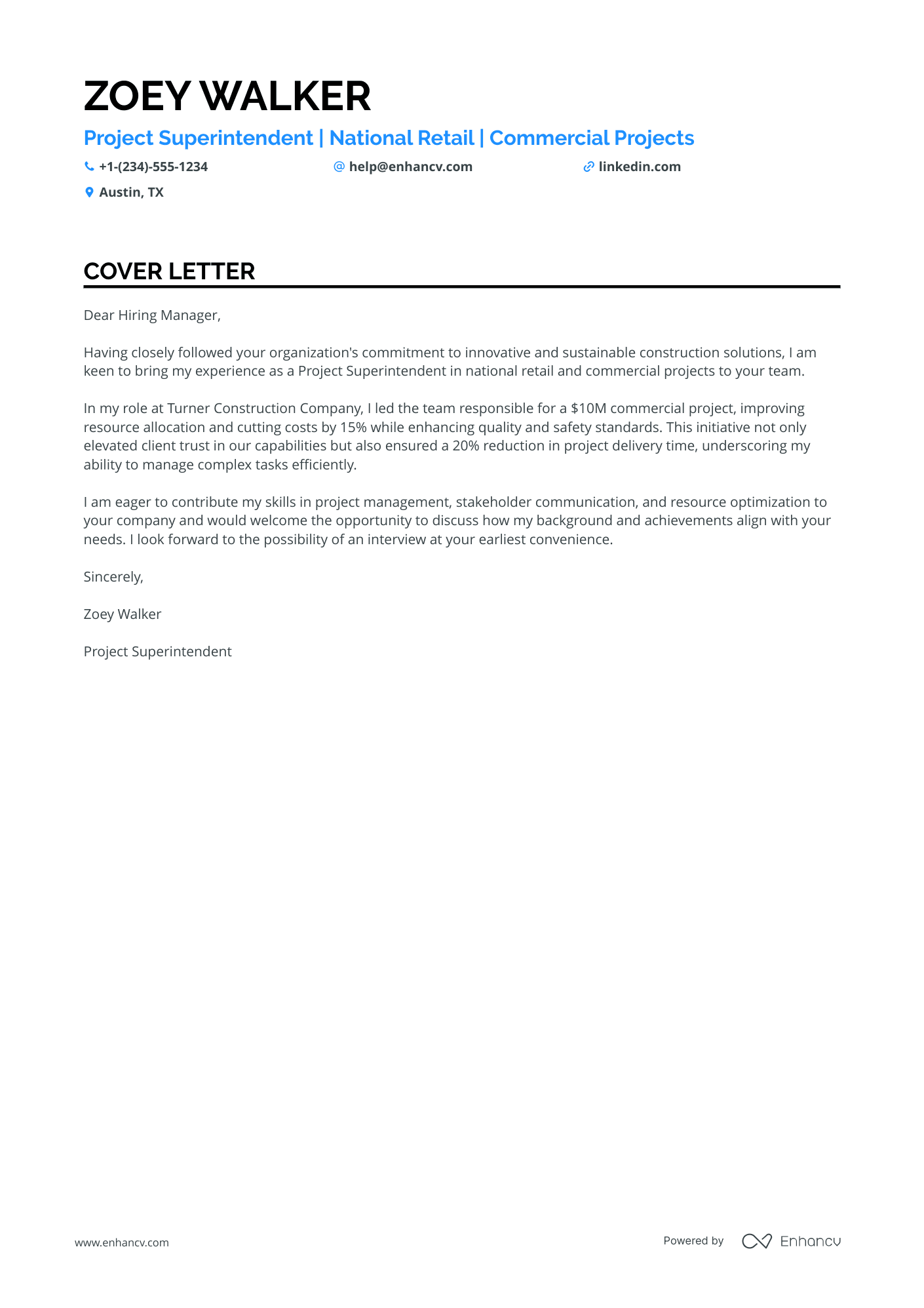 5 Professional Contractor Cover Letter Examples and Template for 2026 ...