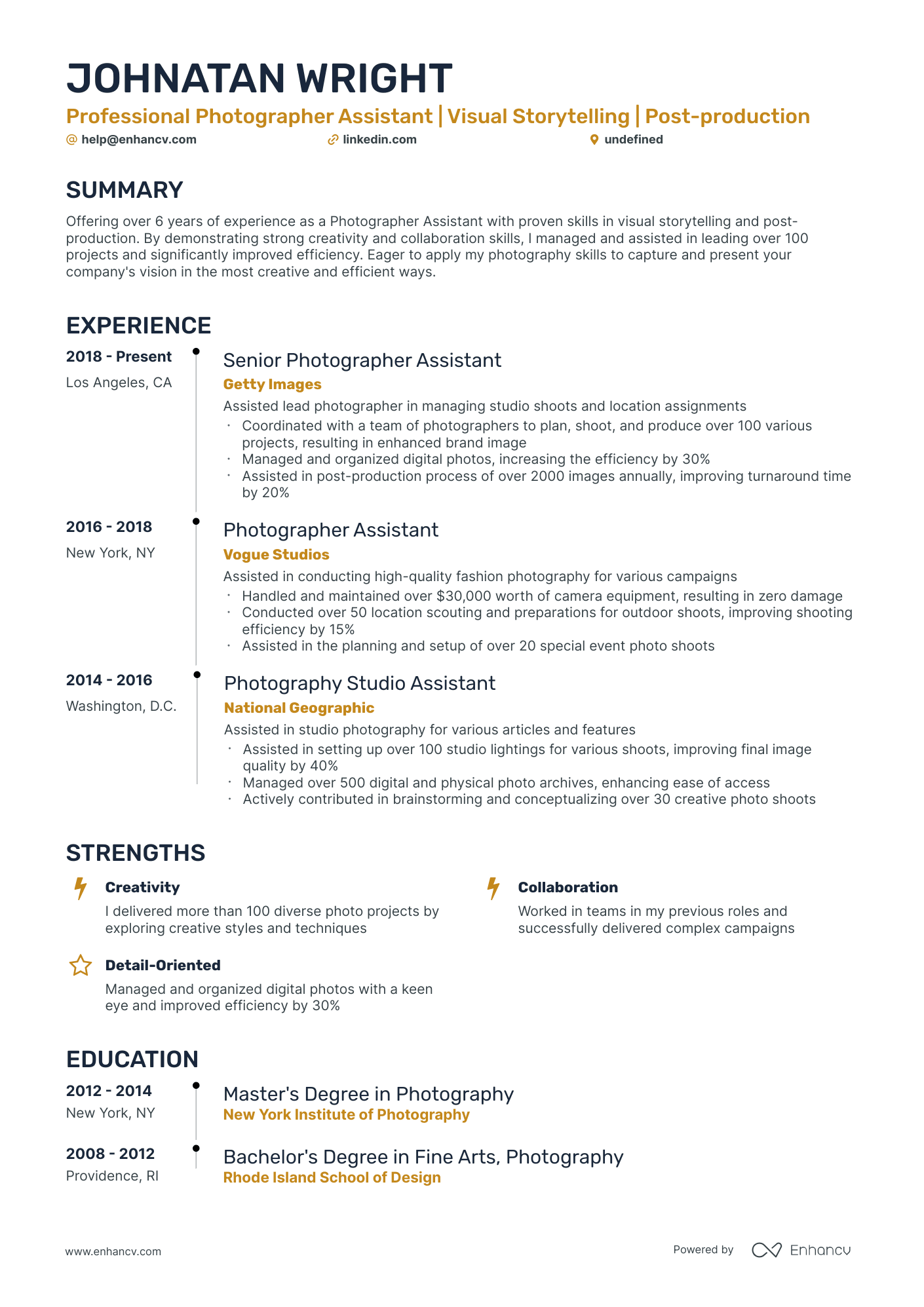 5 Photographer Assistant Resume Examples & Guide for 2024