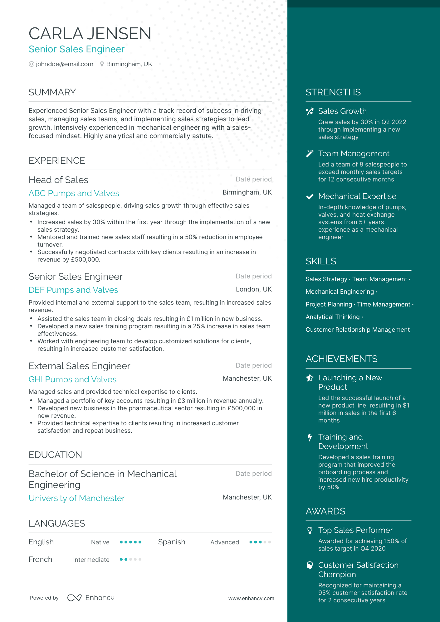 5 Senior Sales Engineer Resume Examples & Guide for 2023
