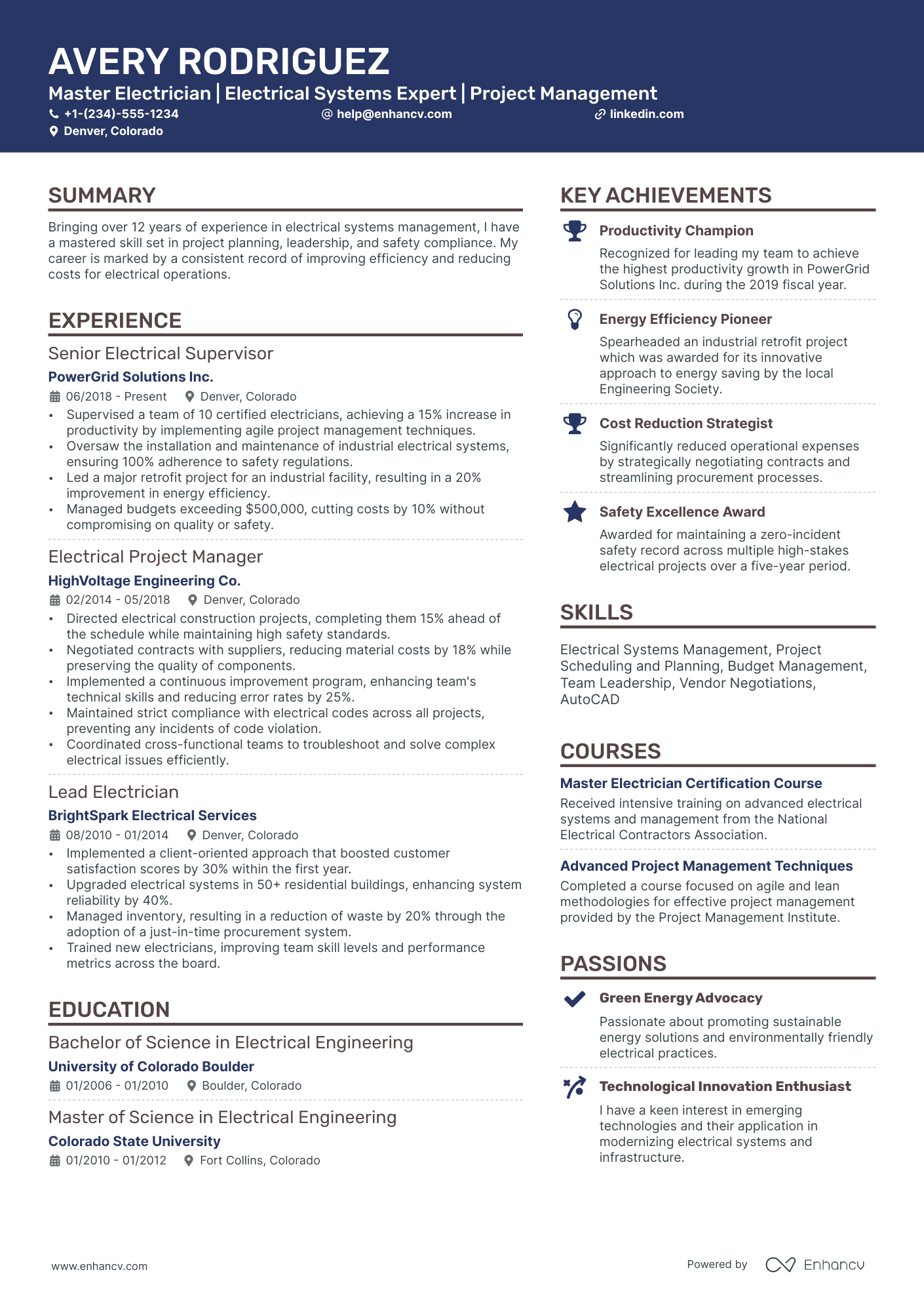10 Electrical Manager Resume Examples & Guide for 2026