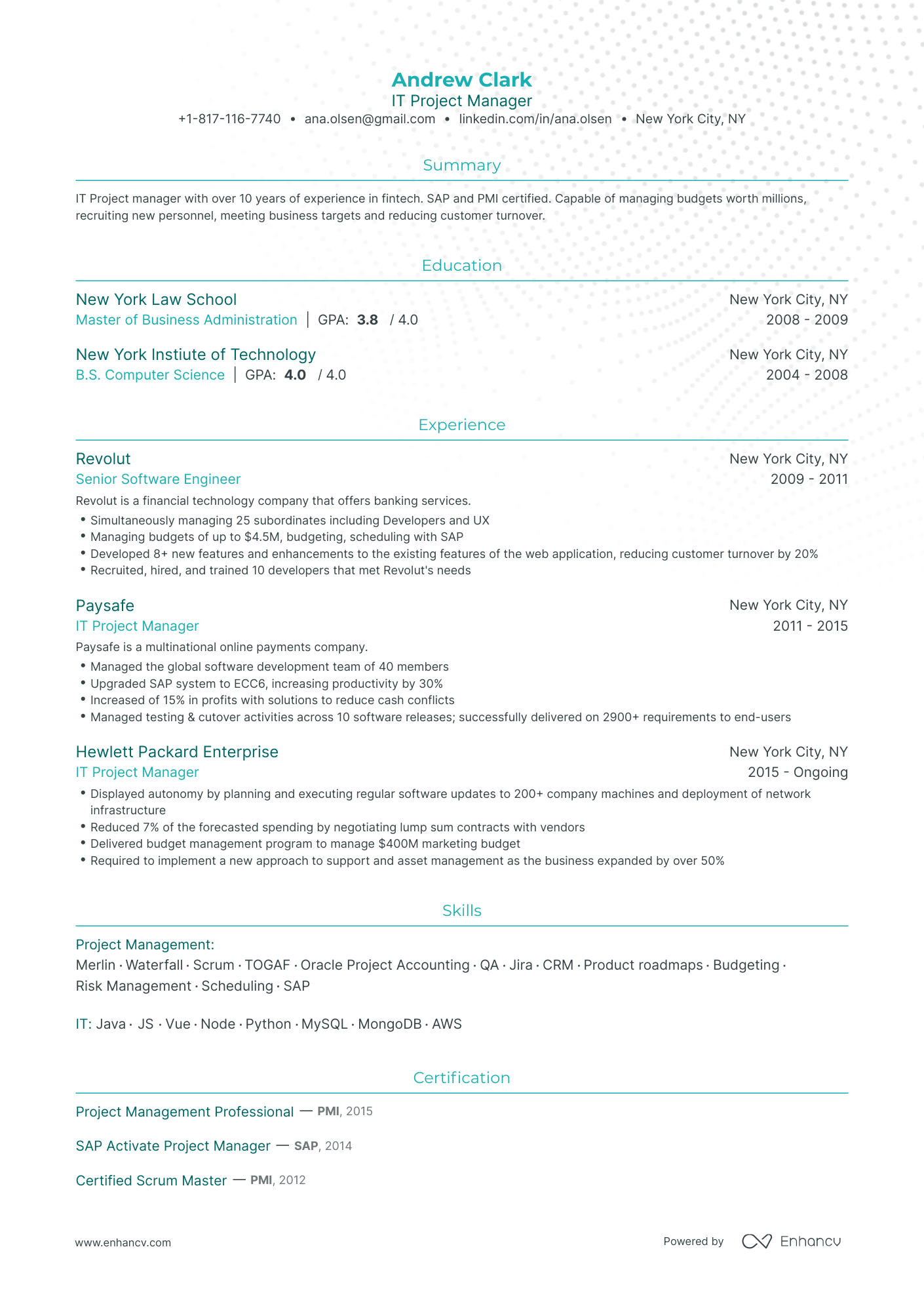 5 IT Project Manager Resume Examples & Guide for 2024