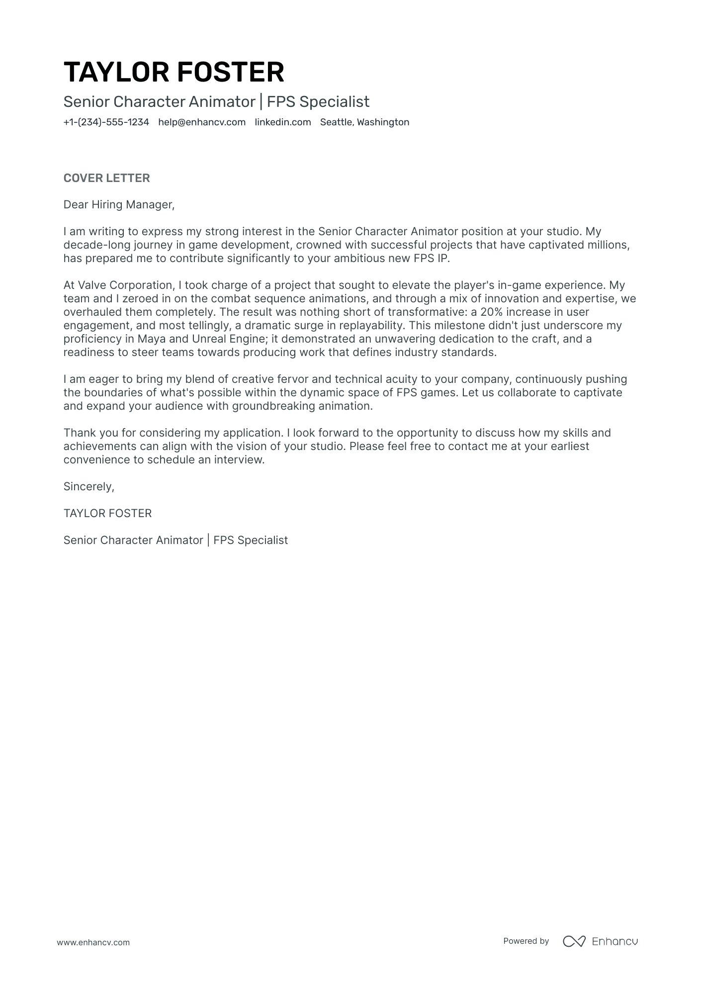 9 Professional Animator Cover Letter Examples and Template for 2025 ...