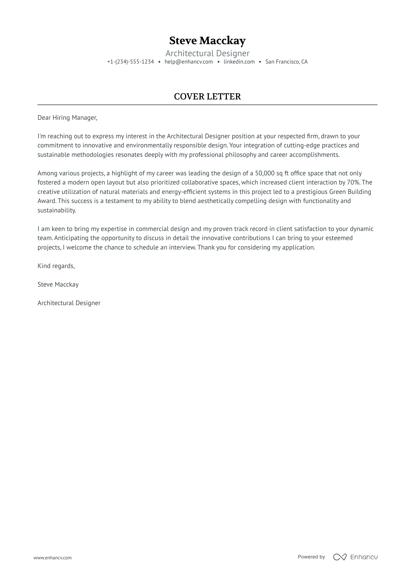 5 Professional Architect Cover Letter Examples and Template for 2024 ...