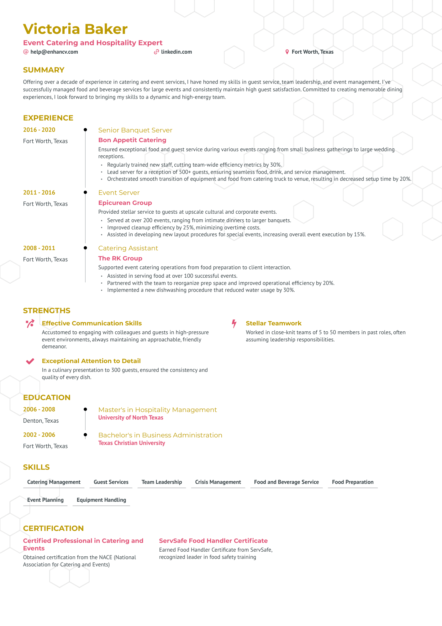 9 Catering Resume Examples & Guide for 2024