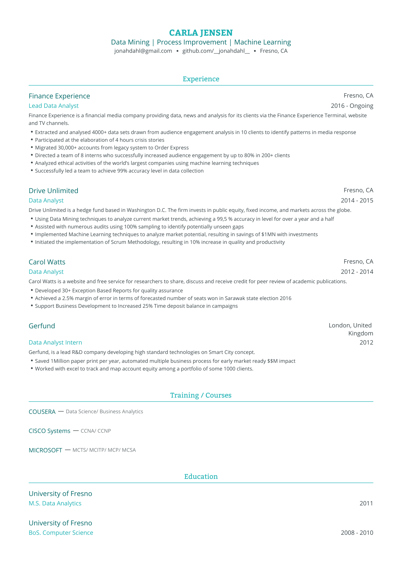 5 Data Mining Resume Examples & Guide for 2024