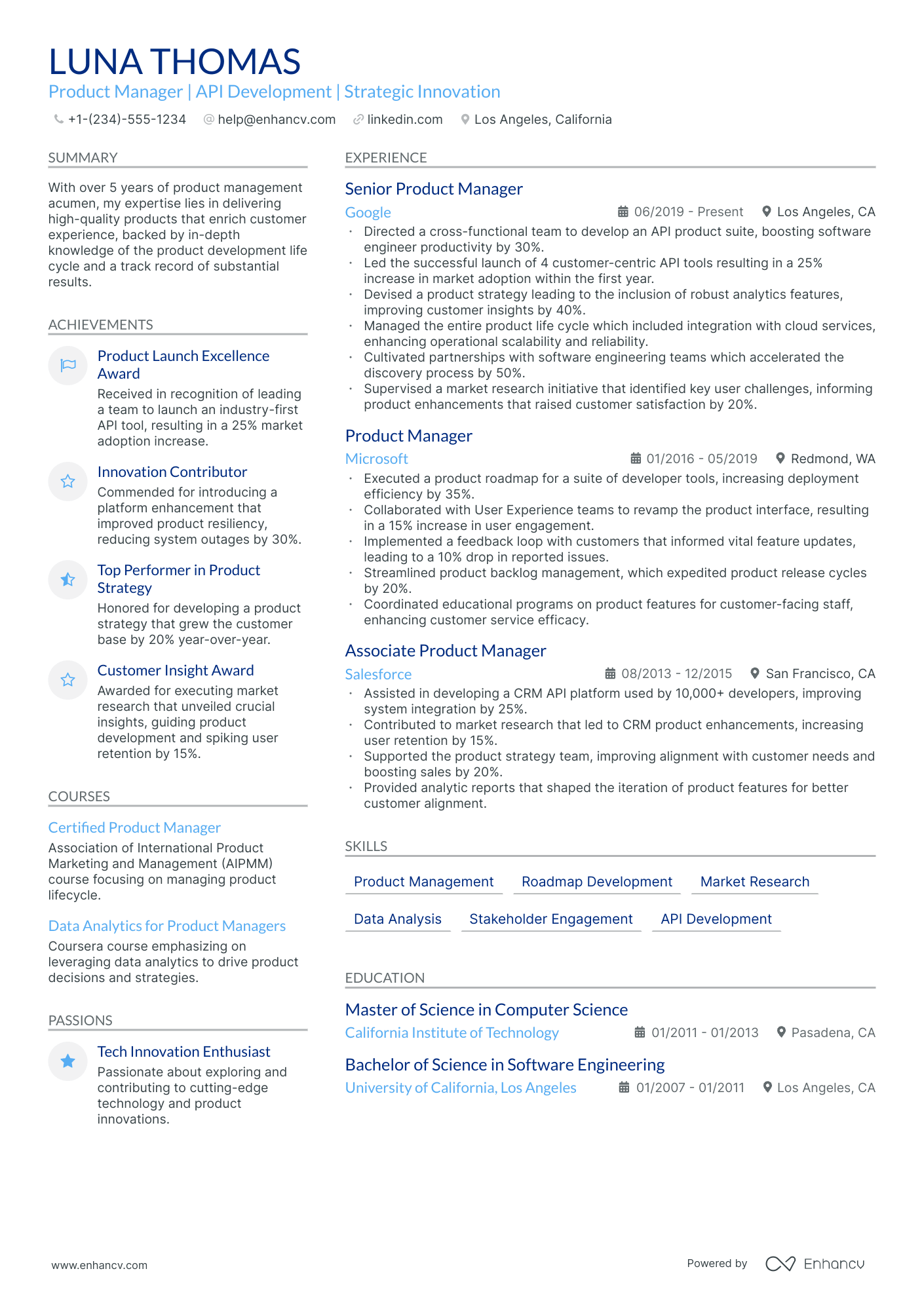 5 Api Product Manager Resume Examples & Guide for 2024