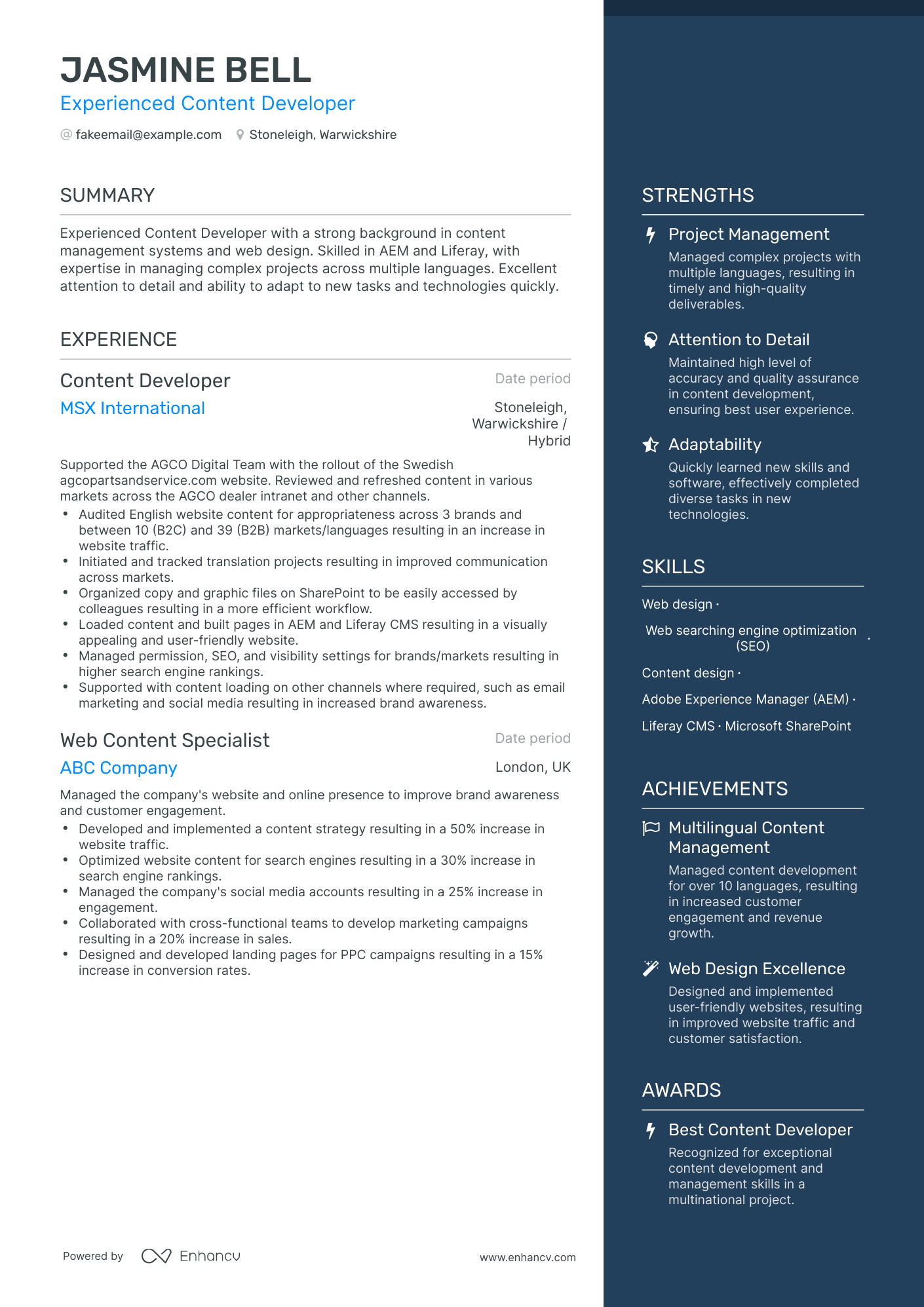 5 Content Developer Resume Examples & Guide for 2024