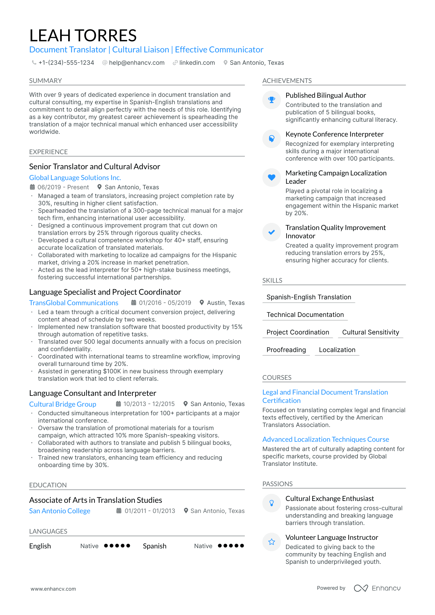 5 Spanish Translator Resume Examples & Guide for 2024