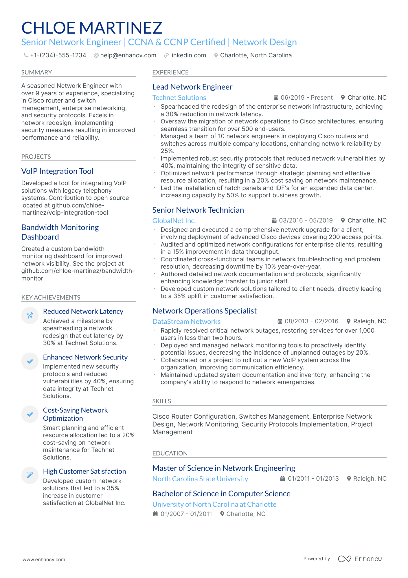 10 Ccna Network Engineer Resume Examples & Guide for 2025