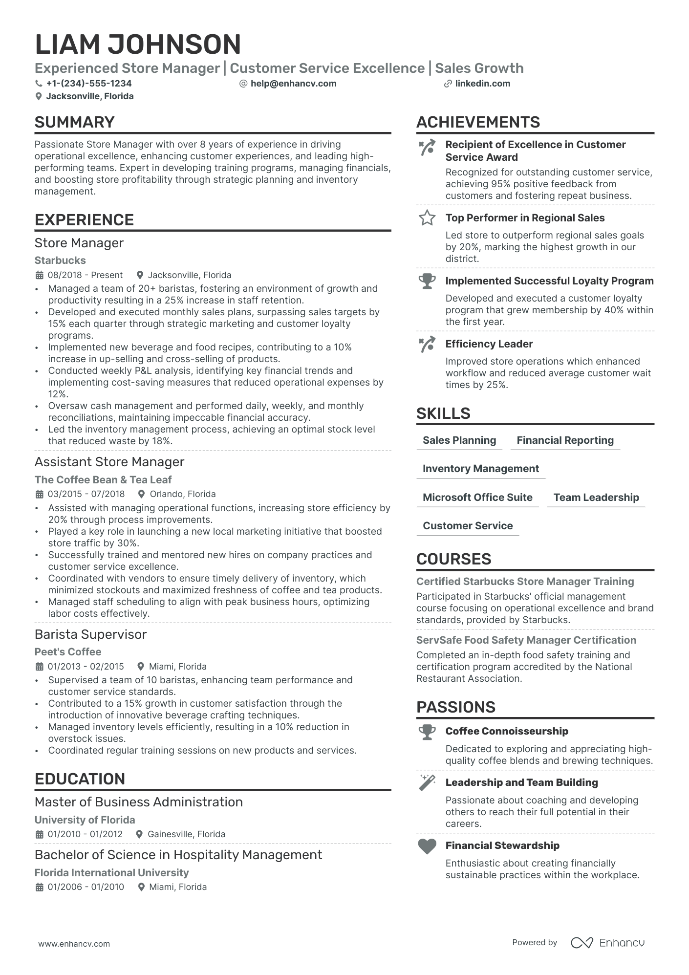 19 Starbucks Resume Examples & Guide for 2025