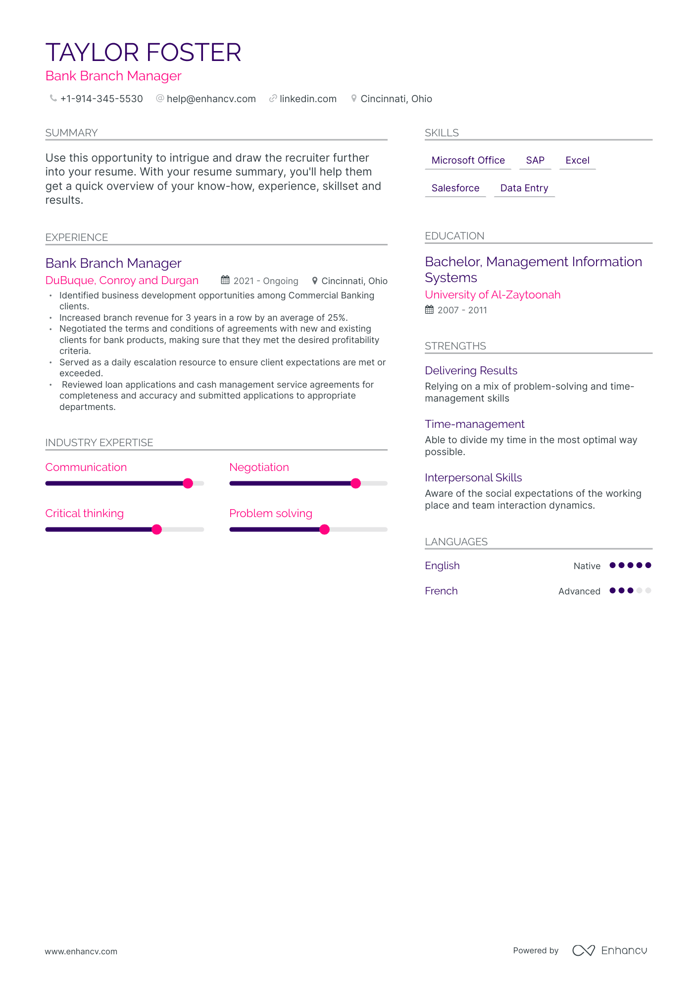 Bank Branch Manager Resume Examples & Guide for 2023 (Layout, Skills ...