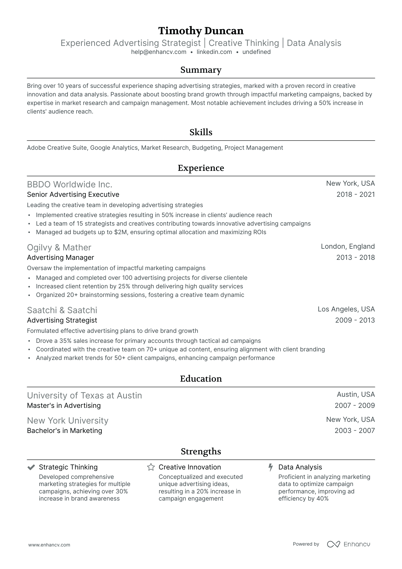 10 Advertising Agency Resume Examples & Guide for 2026