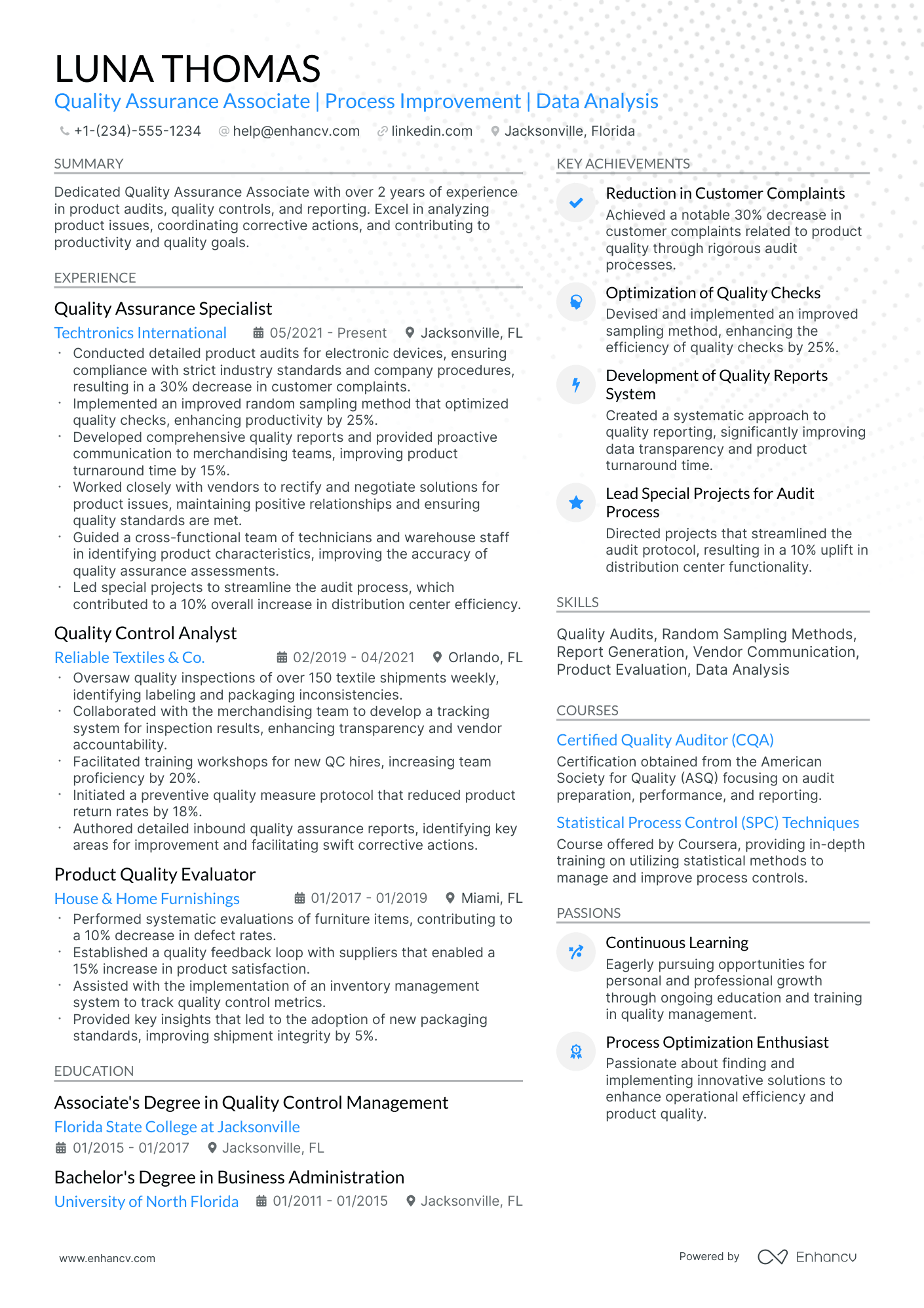 10 Quality Assurance Associate Resume Examples & Guide for 2026