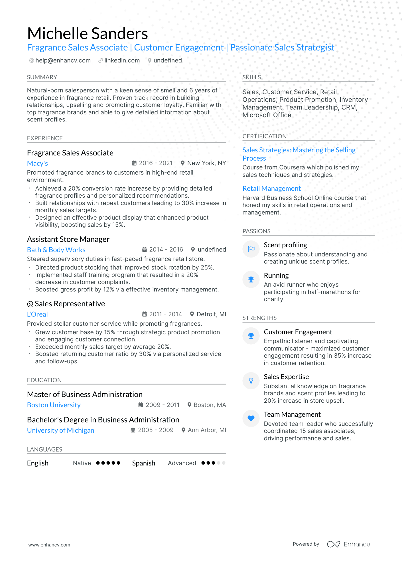 10 Fragrance Sales Associate Resume Examples & Guide for 2026