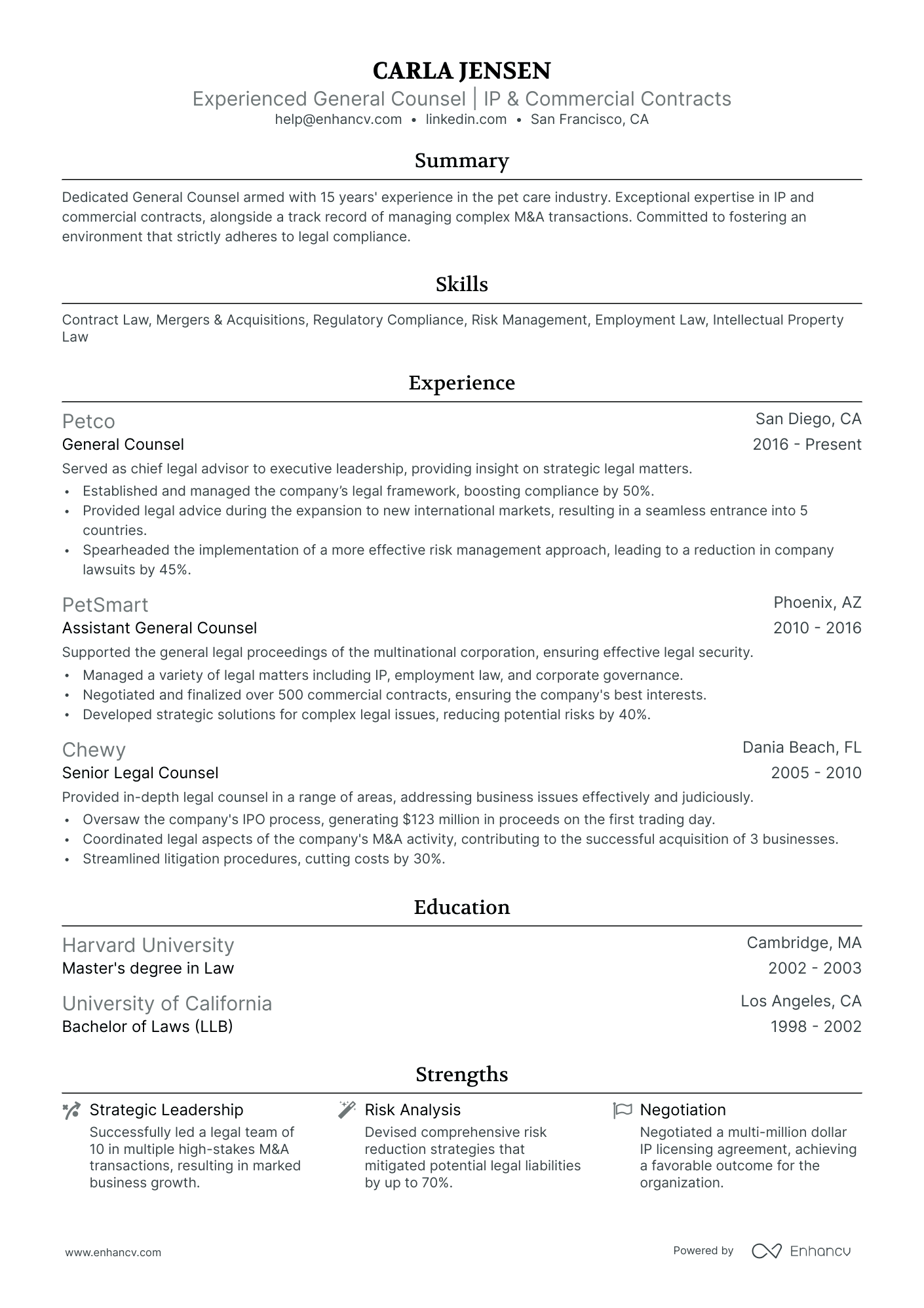 10 General Counsel Resume Examples & Guide for 2026