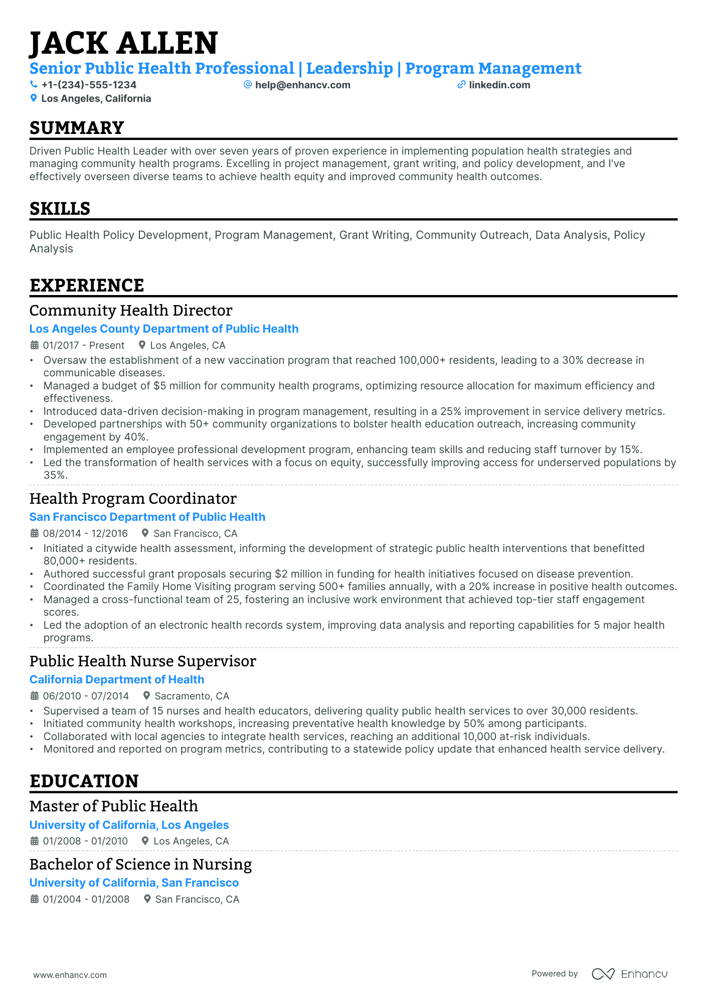 10 Public Health Program Manager Resume Examples & Guide for 2026