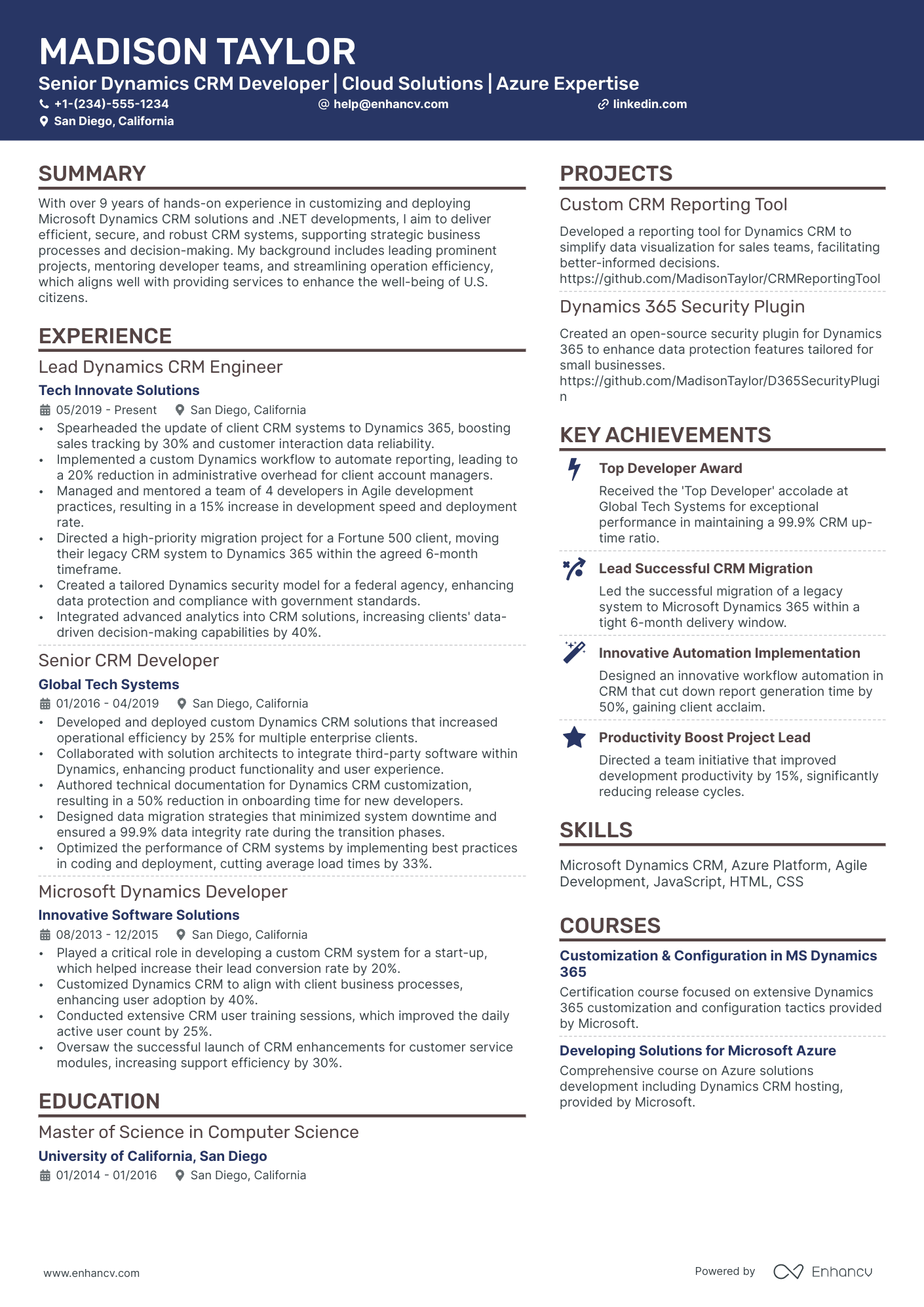 10 CRM Developer Resume Examples & Guide for 2025