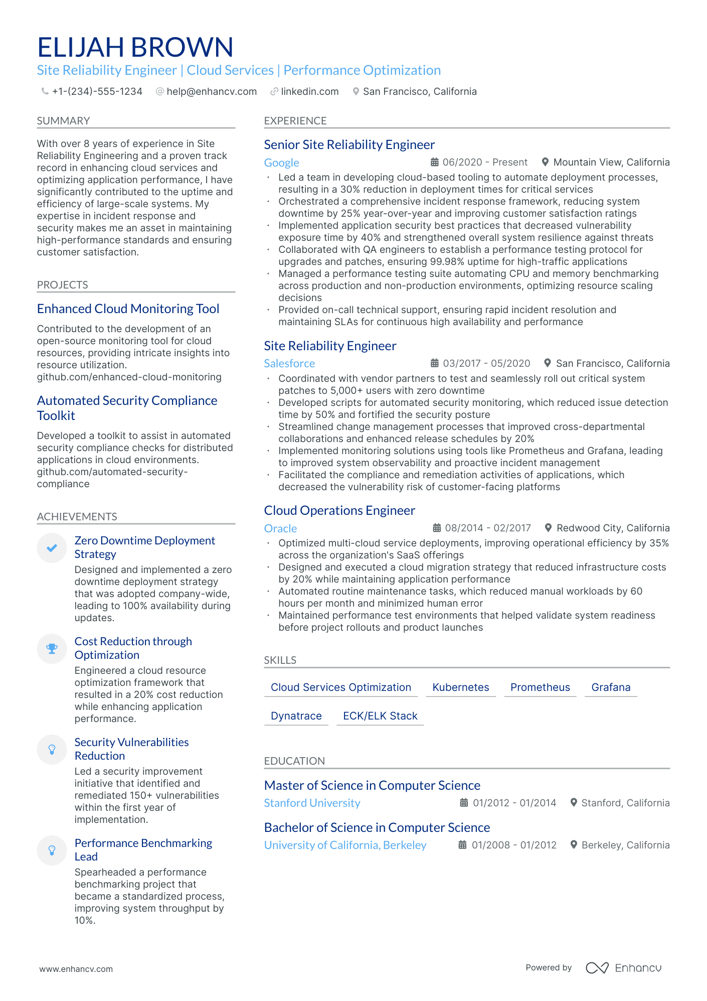 5 Site Reliability Engineer Resume Examples & Guide for 2024