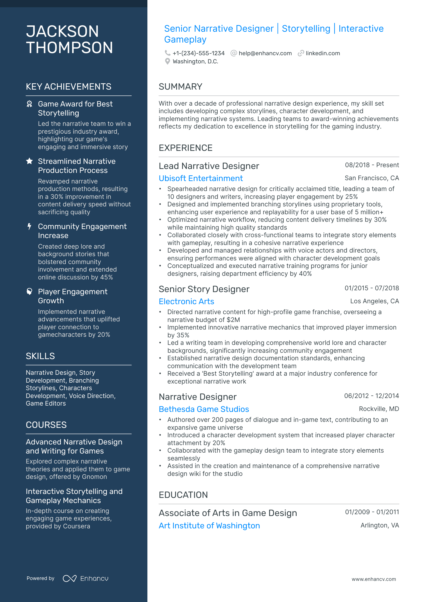 10 Narrative Designer Resume Examples & Guide for 2025 10 Narrative Designer Resume Examples & Guide for 2025