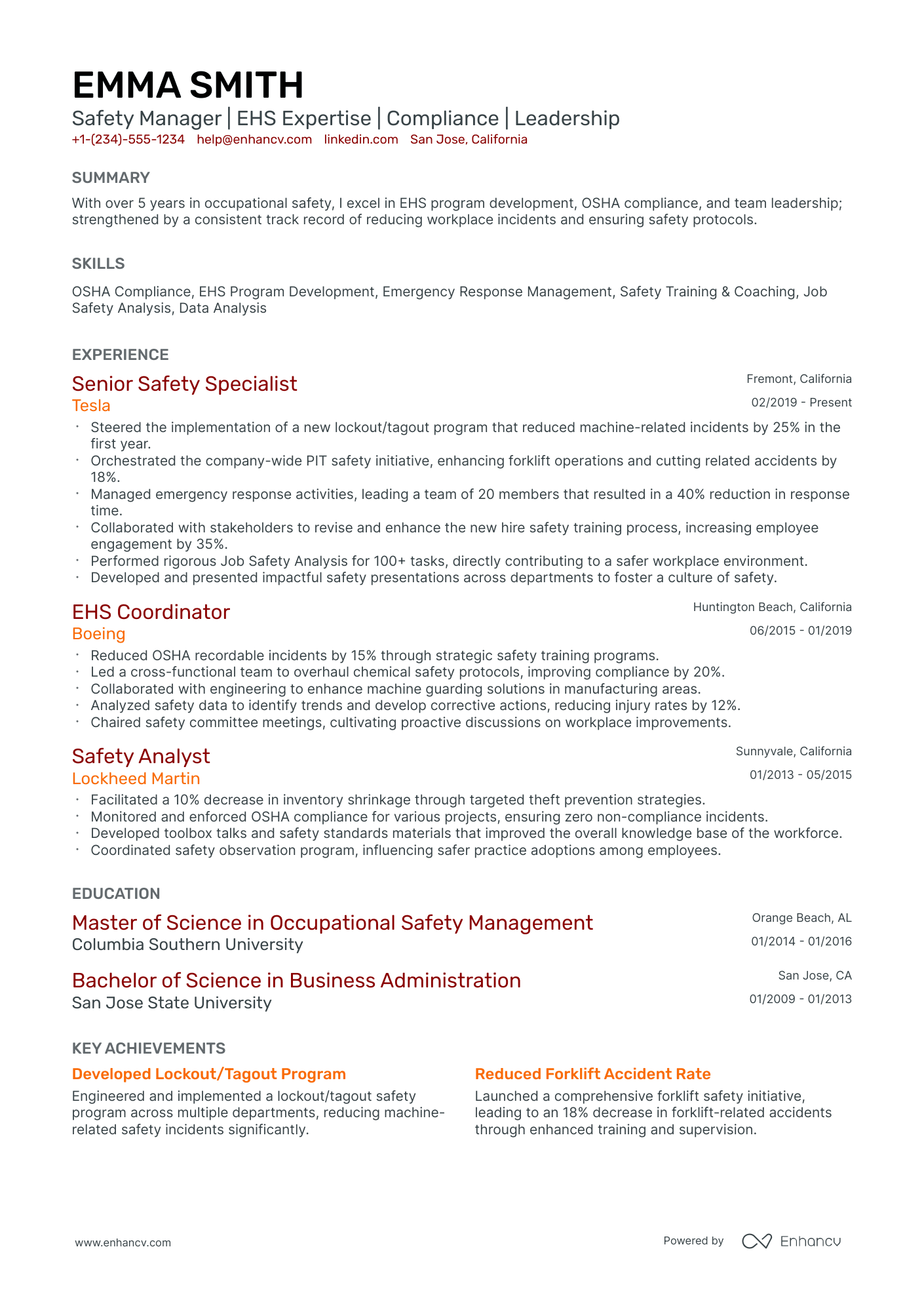 10 Safety Manager Resume Examples & Guide for 2026
