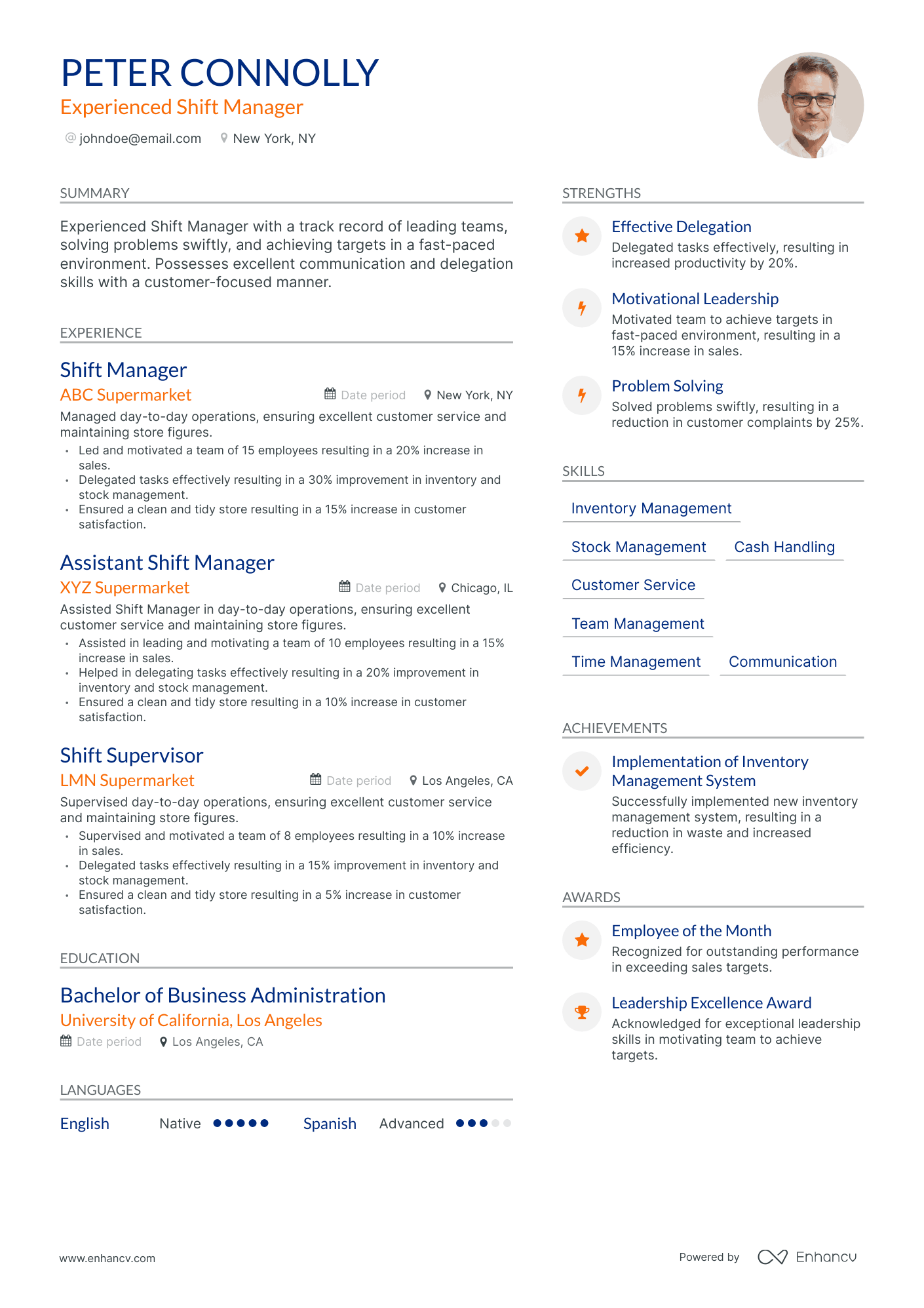 5 Shift Manager Resume Examples & Guide for 2024