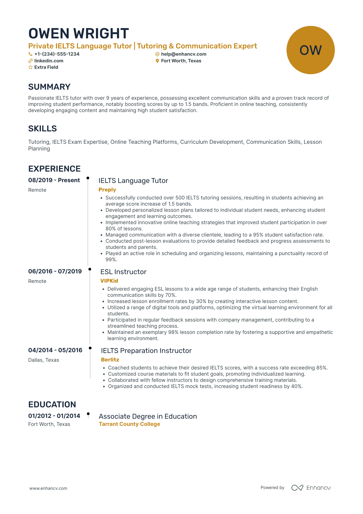 16 Tutor Resume Examples & Guide for 2025