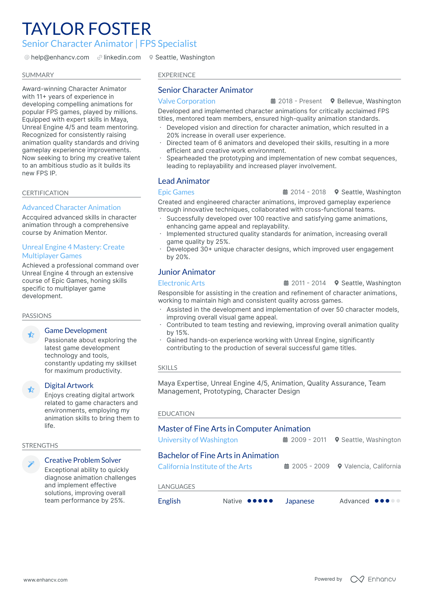 10 Character Animator Resume Examples & Guide for 2026