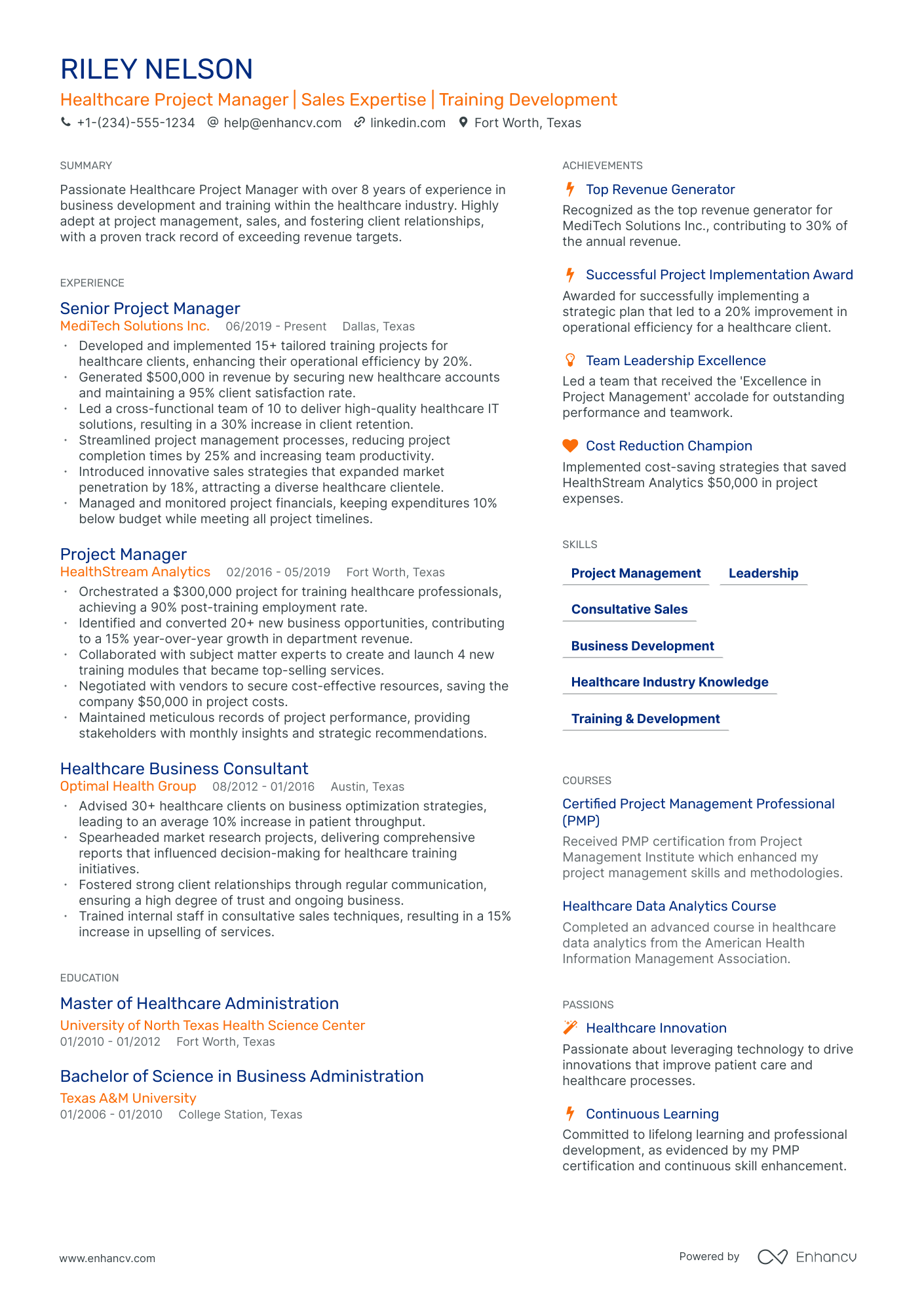5 Healthcare Project Manager Resume Examples & Guide for 2024
