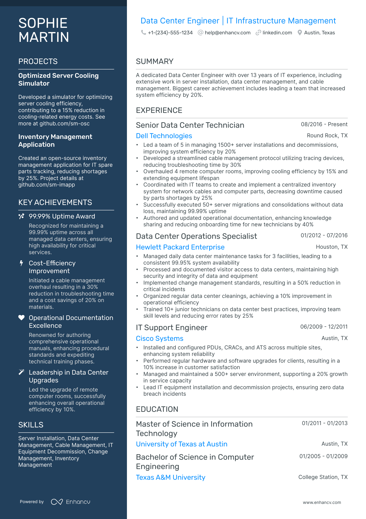 10 Data Center Engineer Resume Examples & Guide for 2026